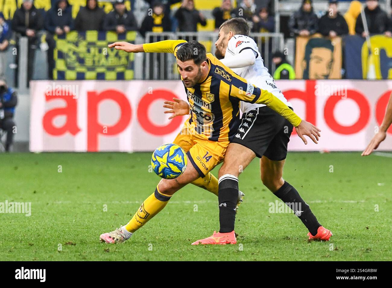 La Spezia, Italy. 12th Jan, 2025. Marco Meli (Juve Stabia) is fouled by ...