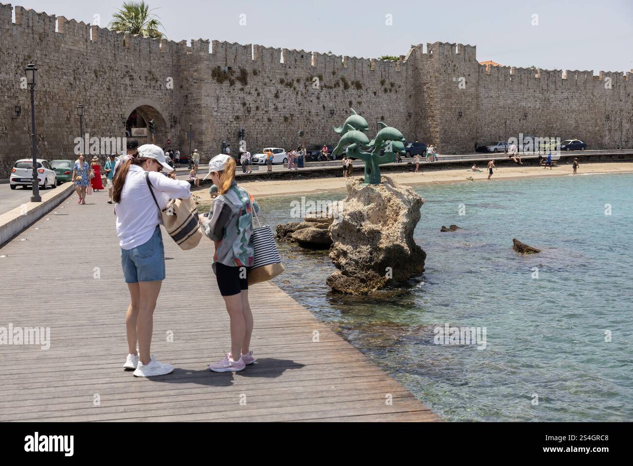 Rhodes Town, main town on Rhodes Island, medieval settlement with stone ...