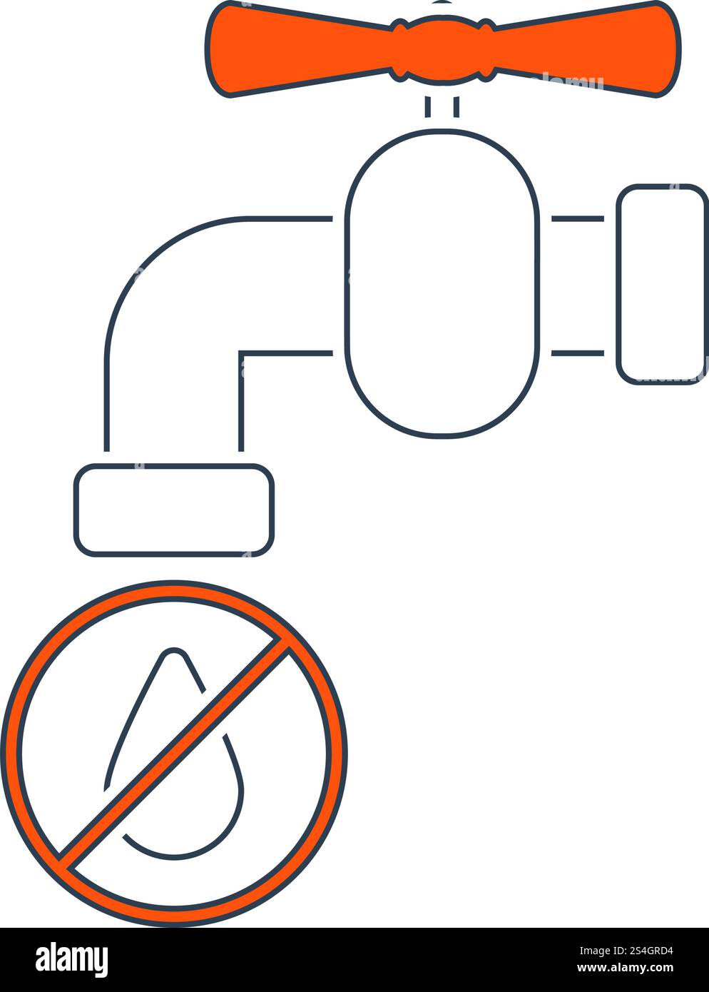 Water Faucet With Dropping Water Icon. Thin Line With Red Fill Design ...