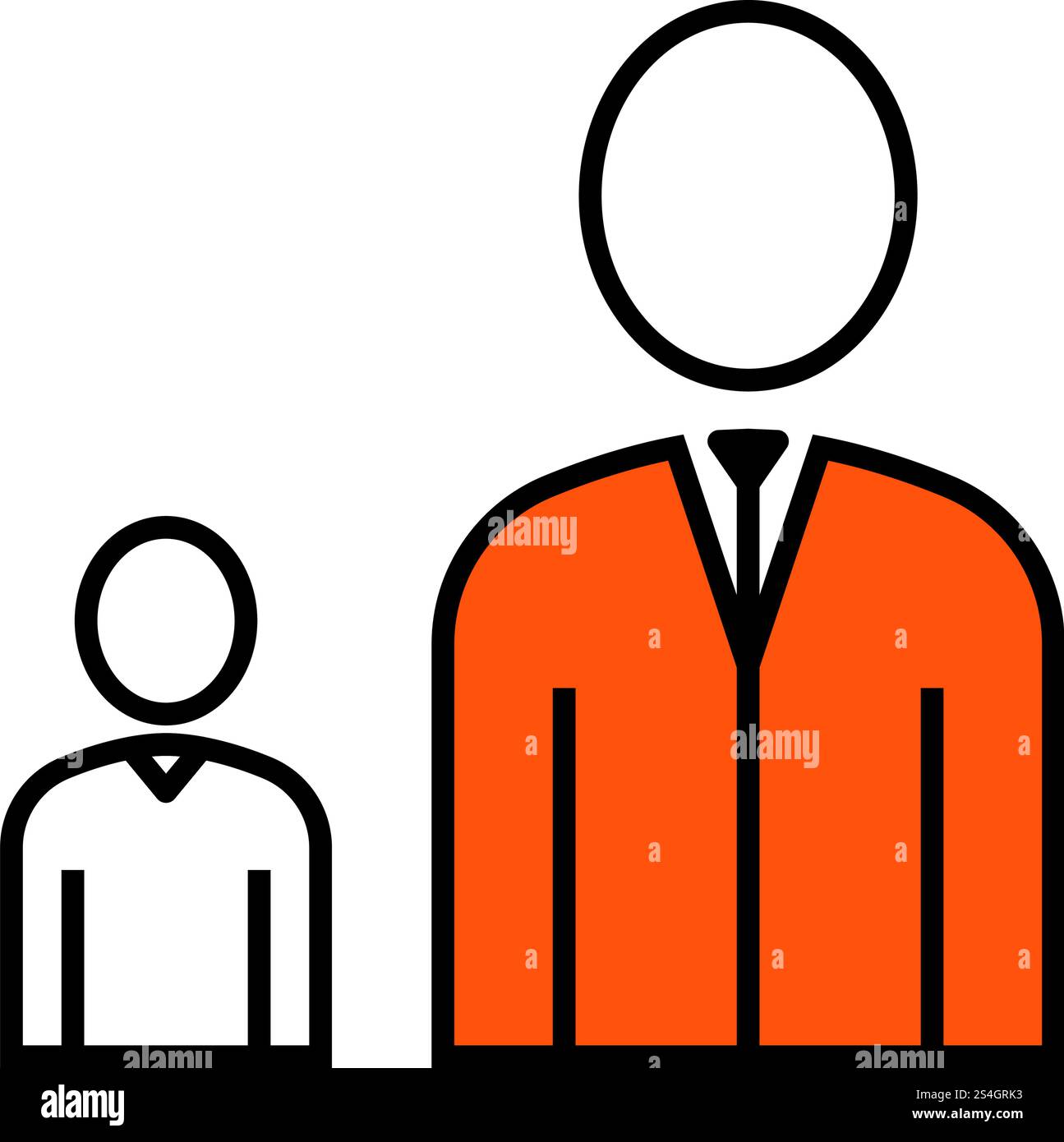 Man Boss With Subordinate Icon. Thin Line With Orange Fill Design ...