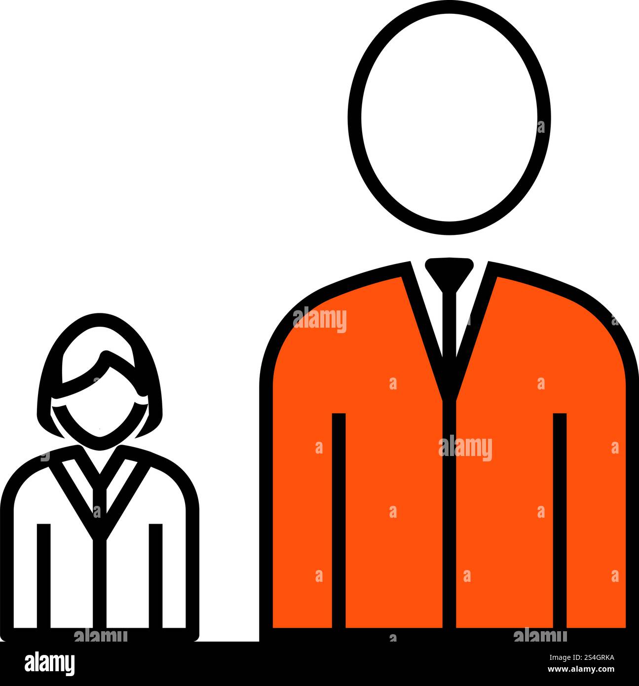 Man Boss With Subordinate Lady Icon. Thin Line With Orange Fill Design ...