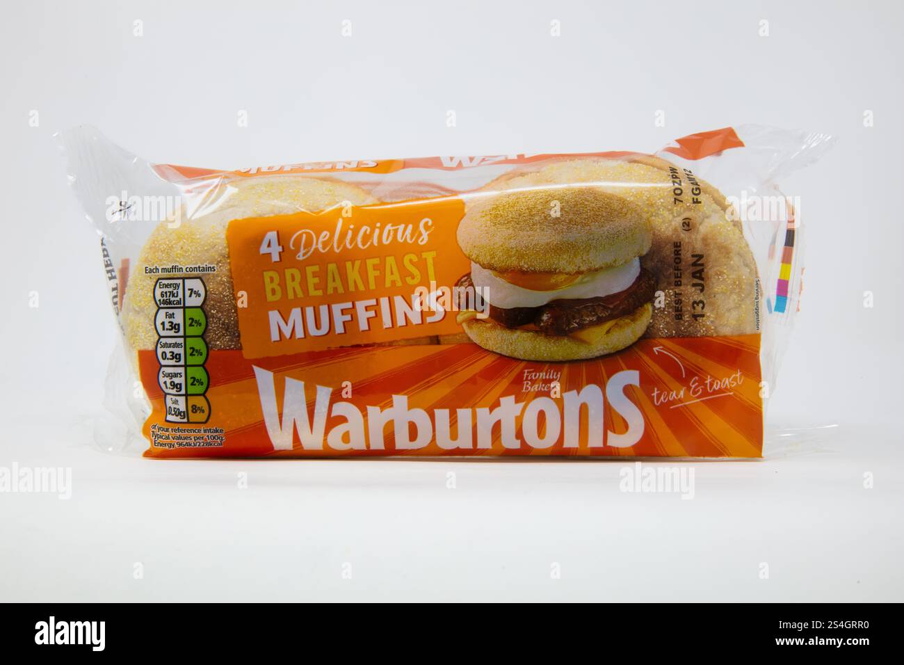 Warburtons Breakfast Muffins 4 Pack Stock Photo - Alamy
