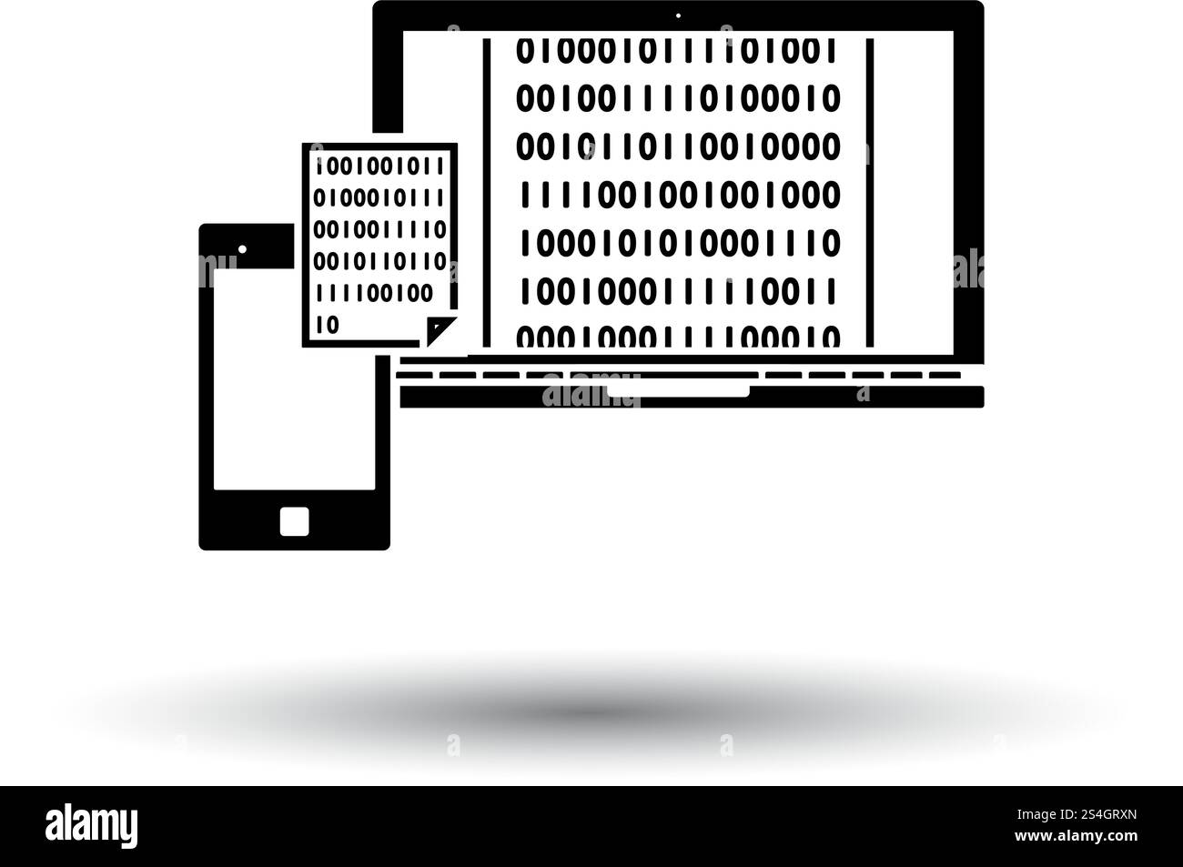 Exchanging Data Icon. Black on White Background With Shadow. Vector ...