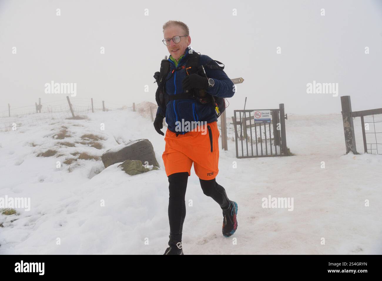 Peak District, UK. Runners during the early stages of the Montane Spine ...