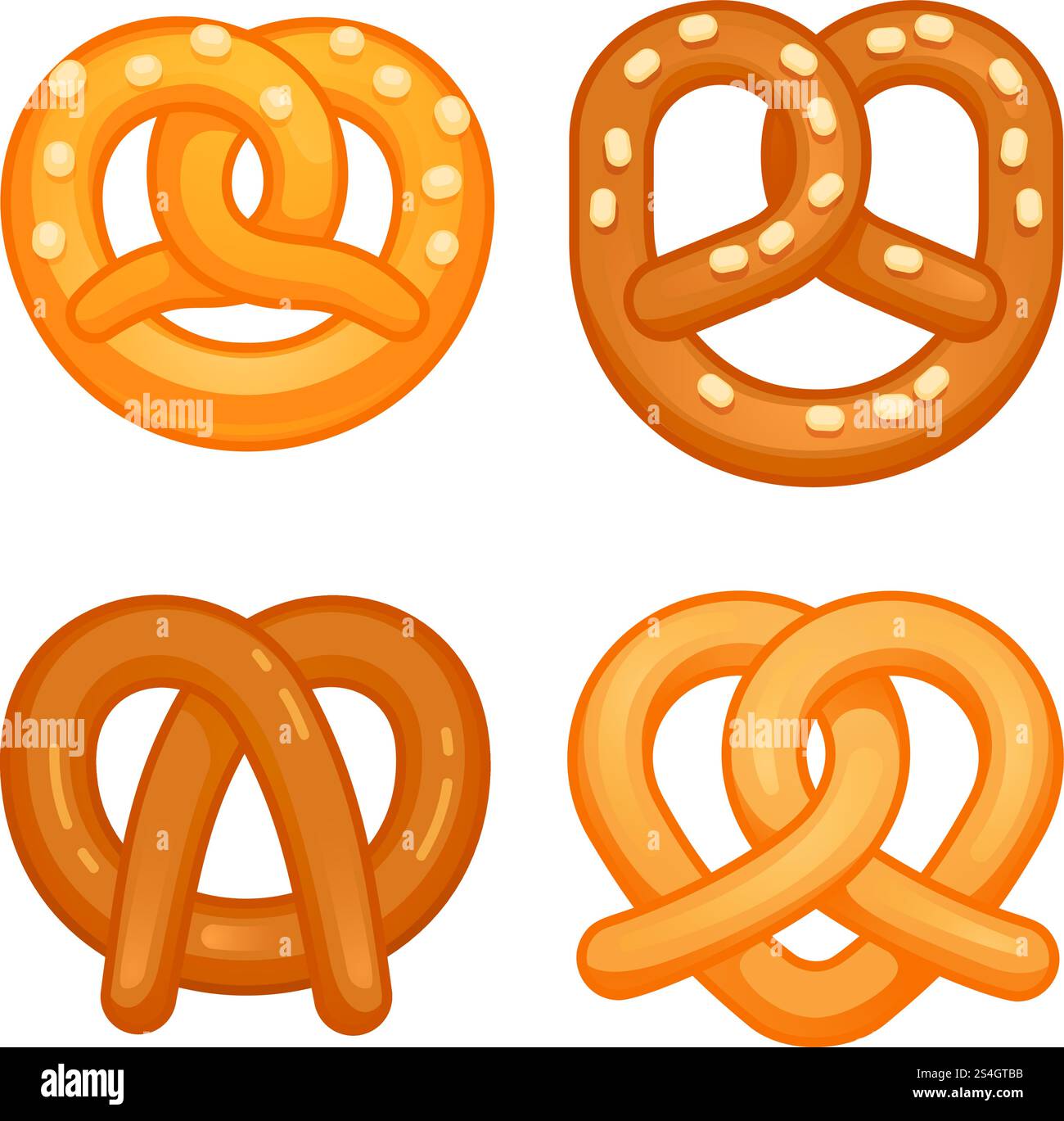 Pretzel icon set. Cartoon set of pretzel vector icons for web design ...