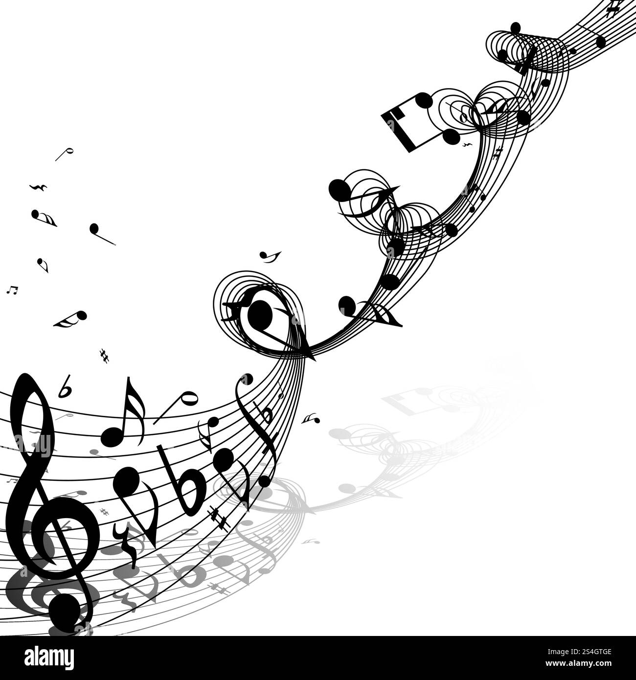 Musical Design From Music Staff Elements With Treble Clef And Notes ...
