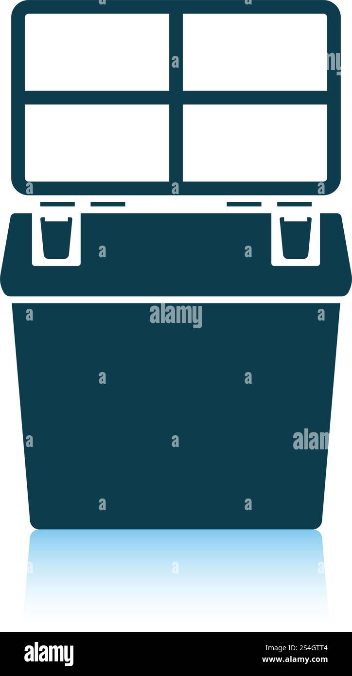 Icon of Fishing opened box. Shadow reflection design. Vector ...