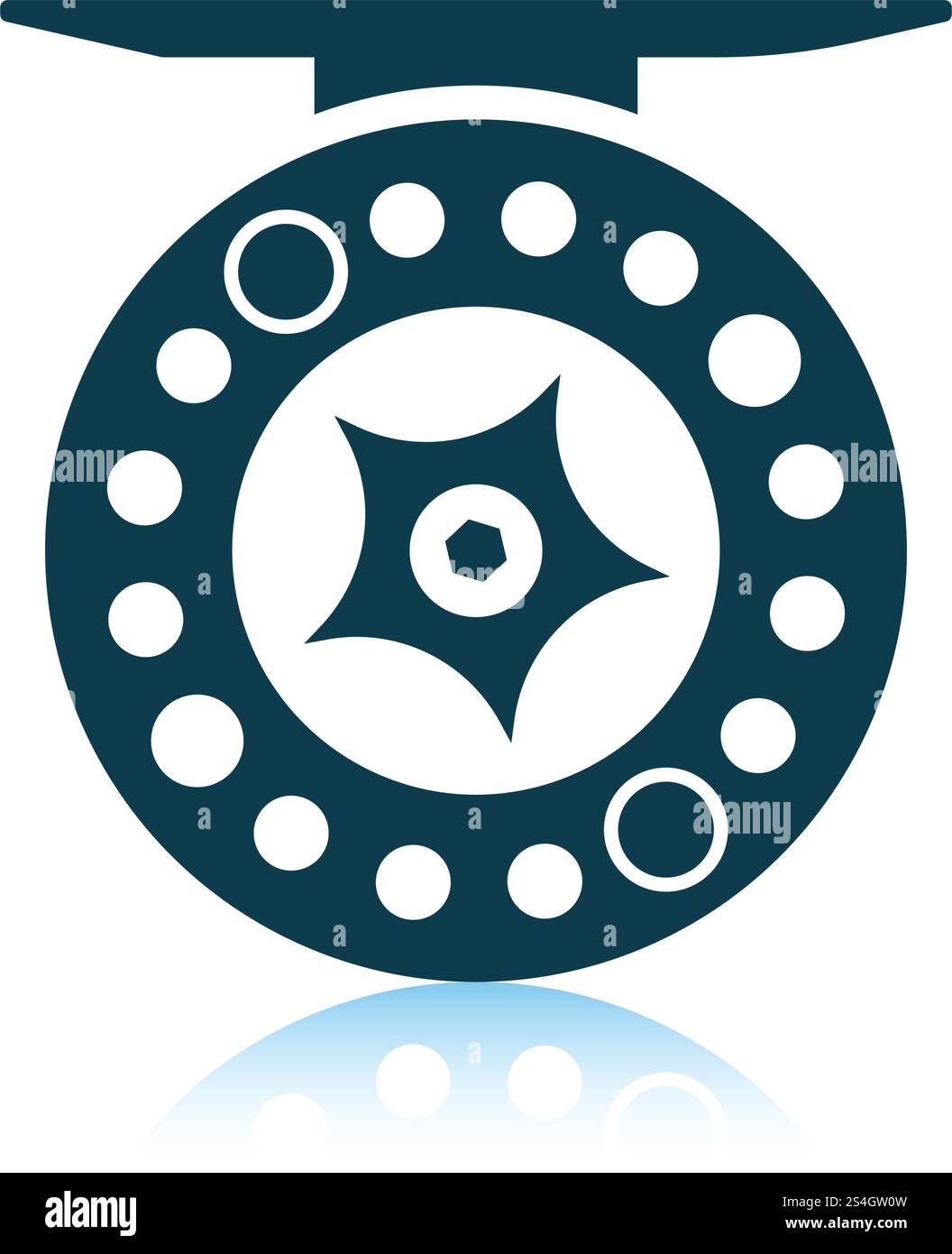 Icon of Fishing reel . Shadow reflection design. Vector illustration ...