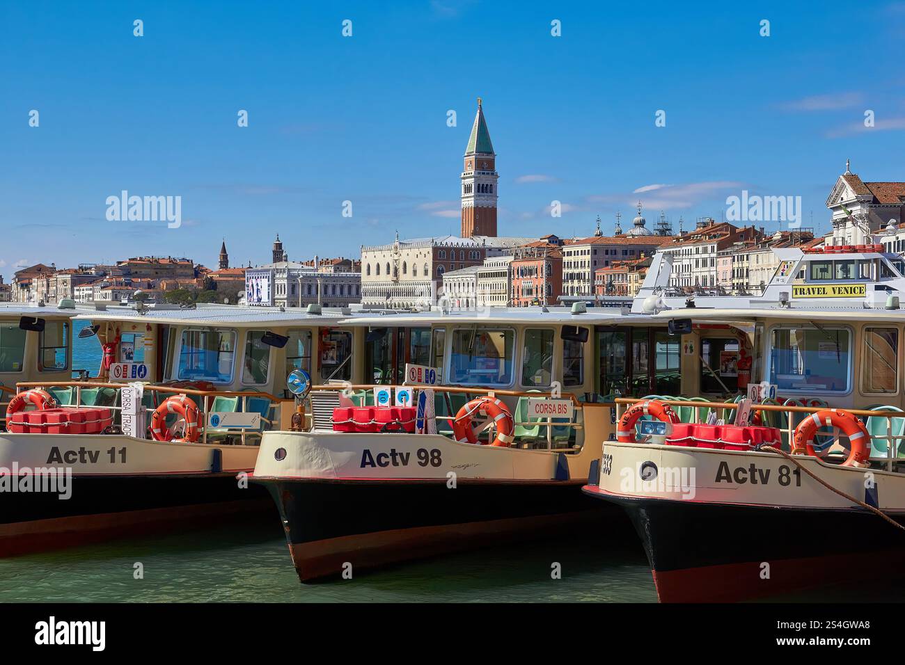 Venetian Boats Docked by Historical Architecture and Famous Landmarks ...