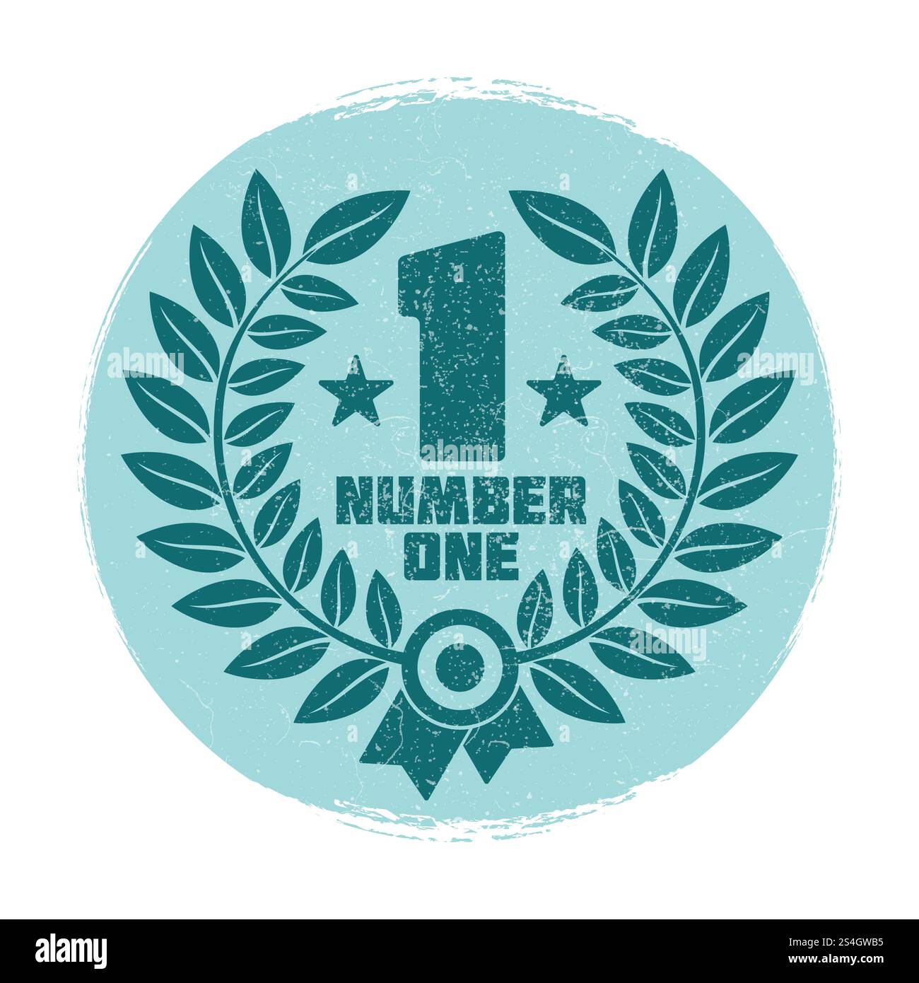 Vintage grunge wreath number one label design isolated on white. Vector ...