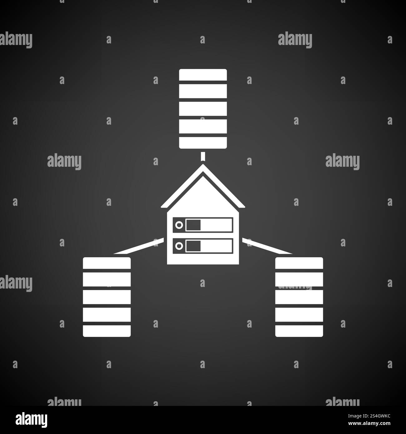 Datacenter Icon. White on Black Background Design. Vector Illustration ...