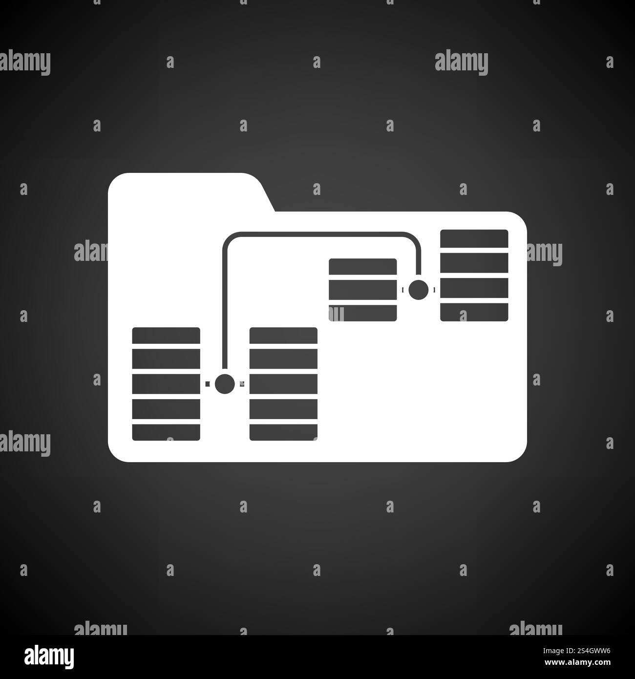 Folder Network Icon. White on Black Background Design. Vector Illustration Stock Vector Image ...