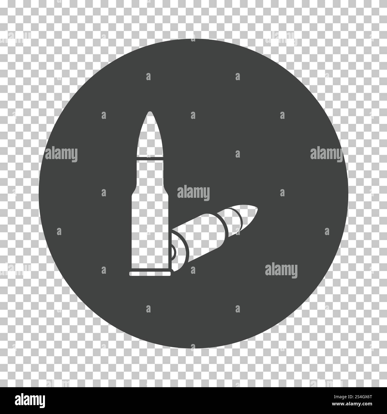 Rifle ammo icon. Subtract stencil design on tranparency grid. Vector ...
