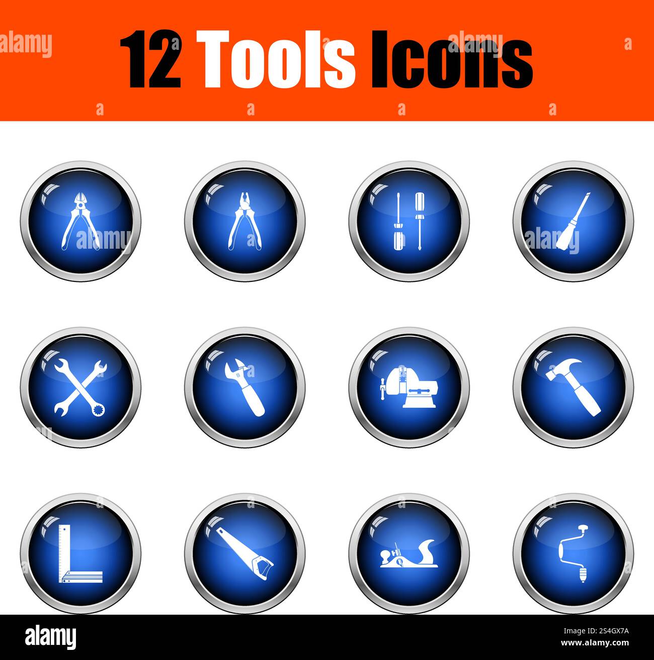 Tools Icon Set. Glossy Button Design. Vector Illustration Stock Vector ...