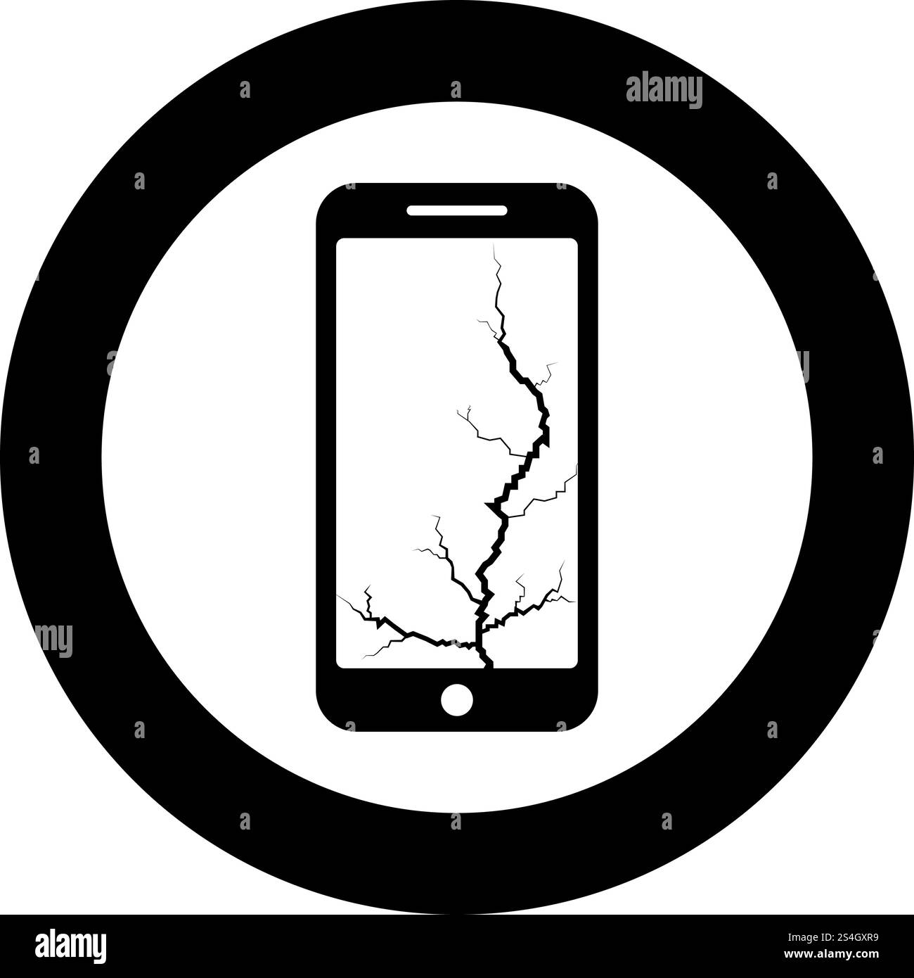 Smartphone with crack on display Broken modern mobile phone Shattered ...