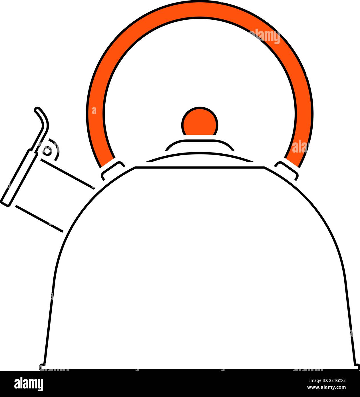 Kitchen Kettle Icon. Thin Line With Orange Fill Design. Vector ...