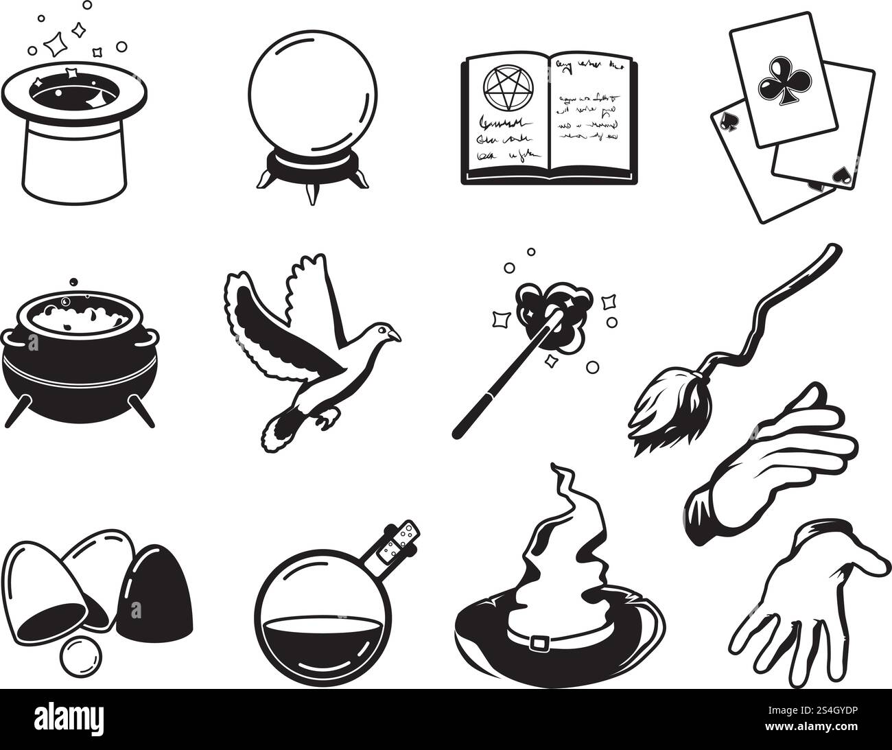 Different symbols of magicians, alchemists and wizards. Vector ...