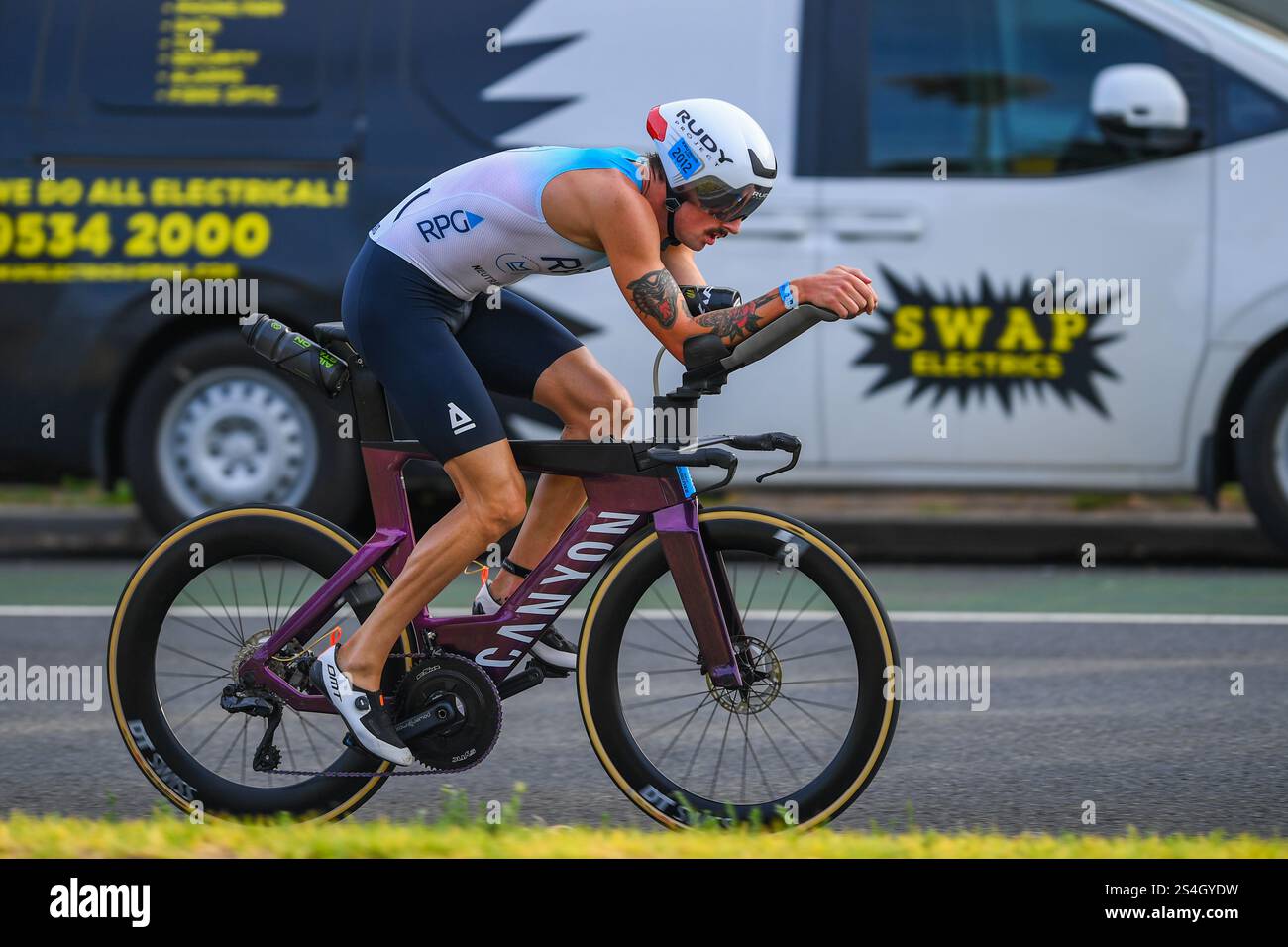 Melbourne, Australia. 12th Jan, 2025. Matthew Tonge is seen cycling ...