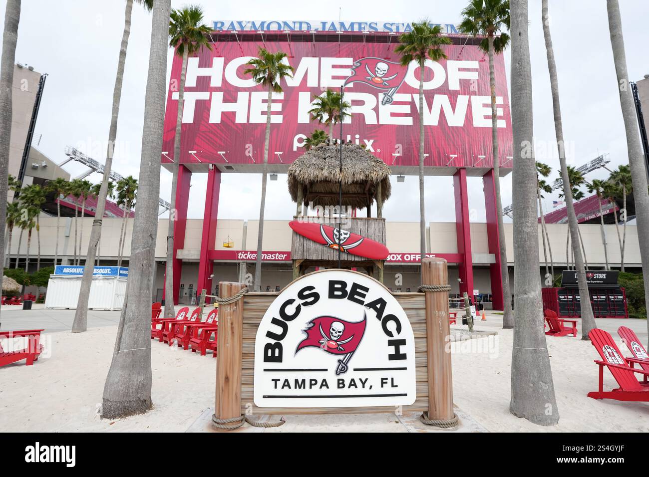 A general overall view of the Tampa Bay Buccaneers Bucs Beach at ...