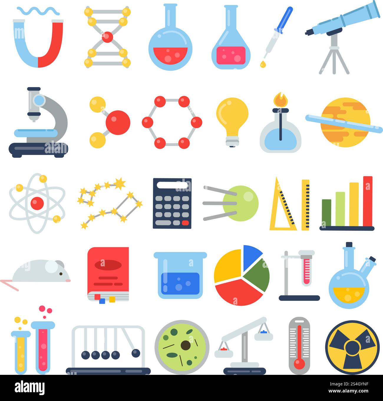 Scientific icon set. Science lab with different equipment. Vector ...