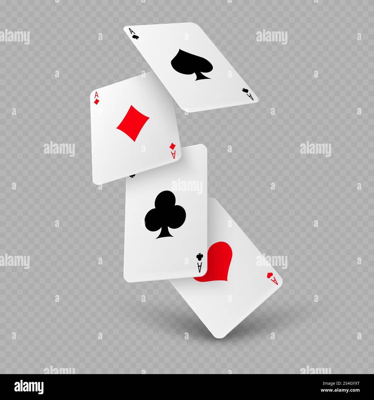 Falling poker playing cards of aces isolated on transparent background ...