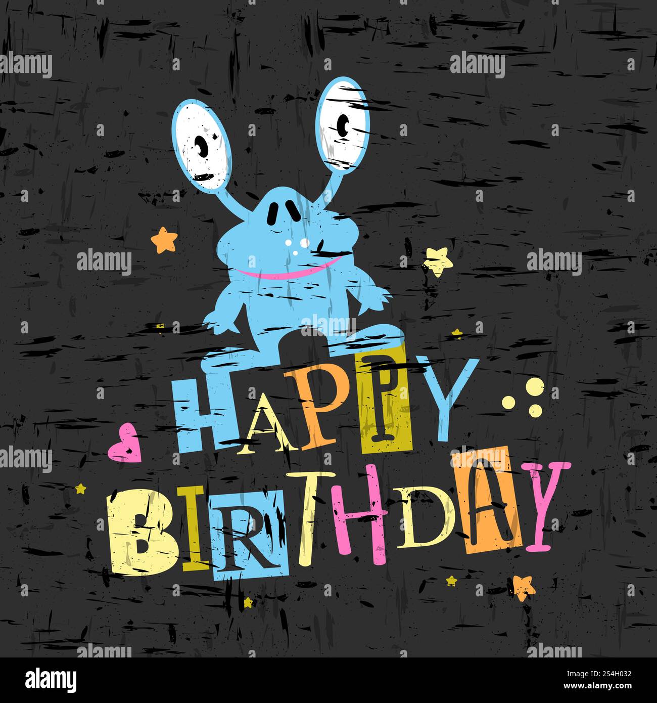 Happy birthday gift card with cute monster. Congratulation banner ...