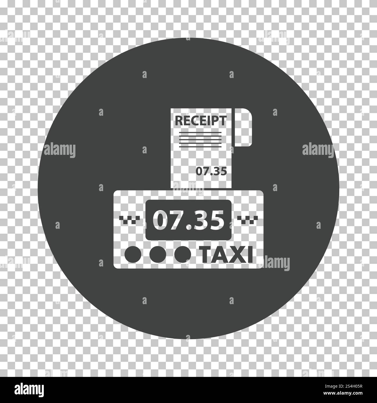 Taxi meter with receipt icon. Subtract stencil design on tranparency ...