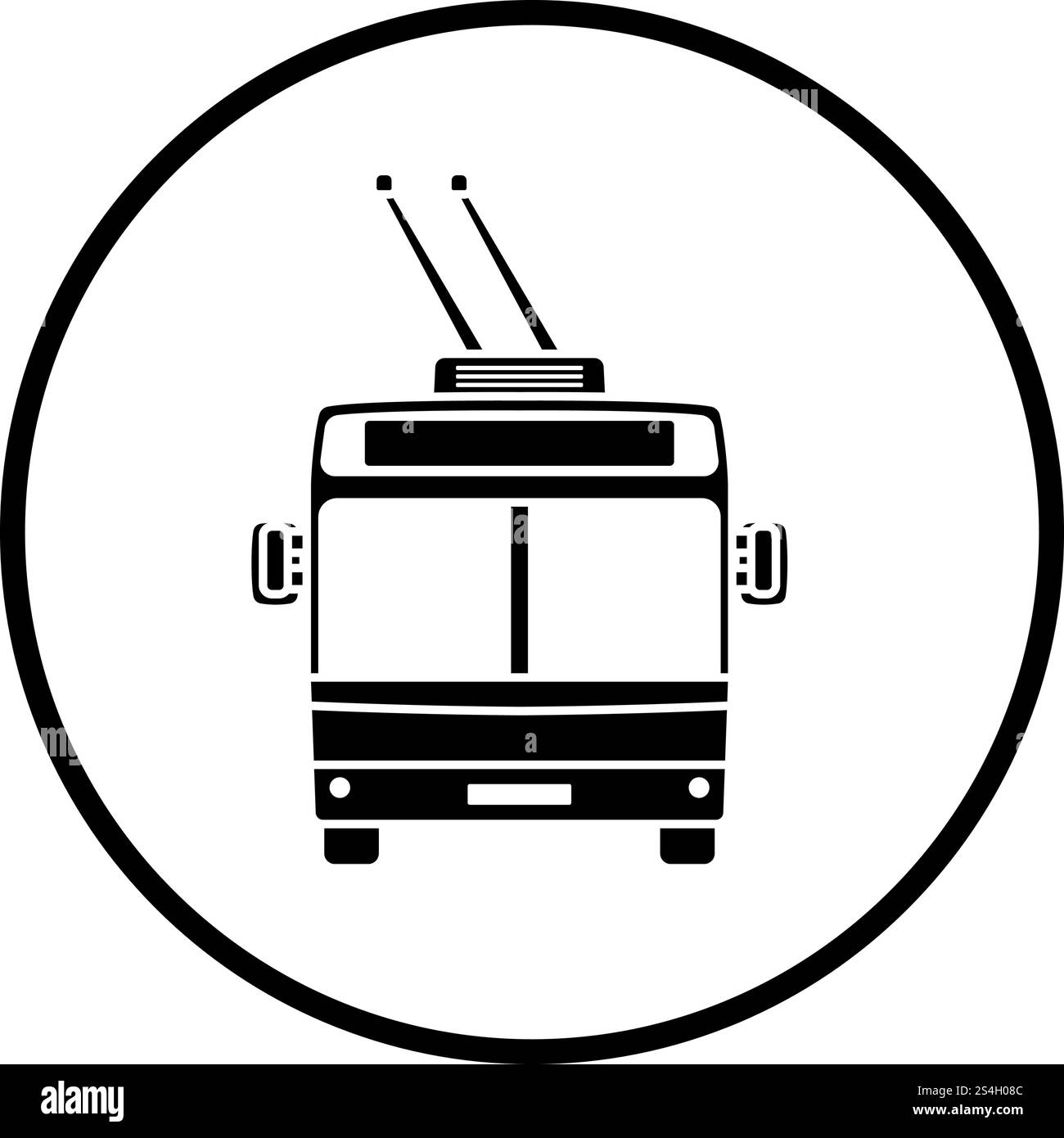 Trolleybus icon front view. Thin Circle Stencil Design. Vector ...