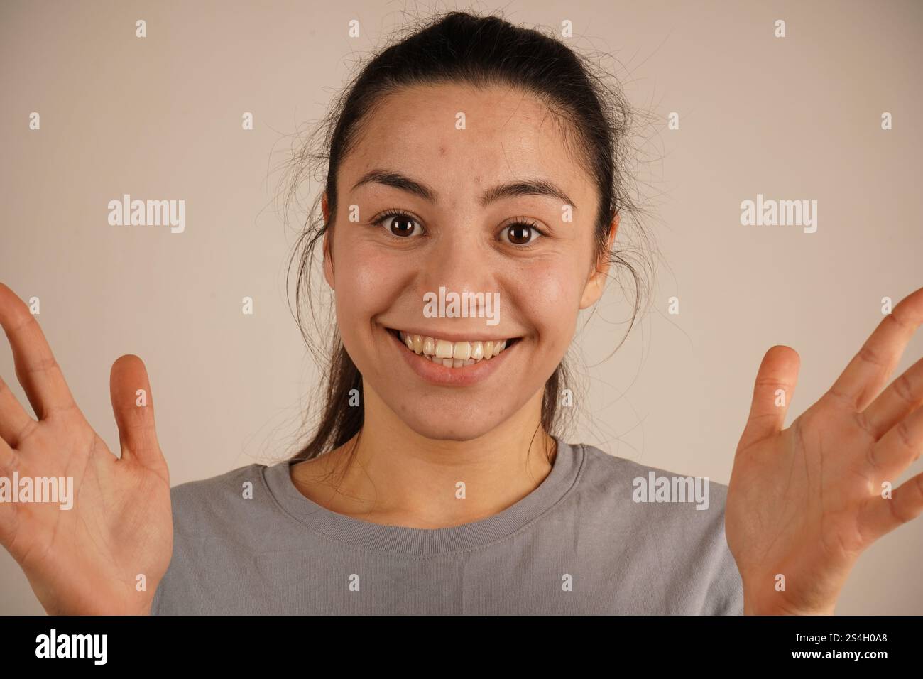 The arms are spread wide, expressing the emotion of surprise. This ...