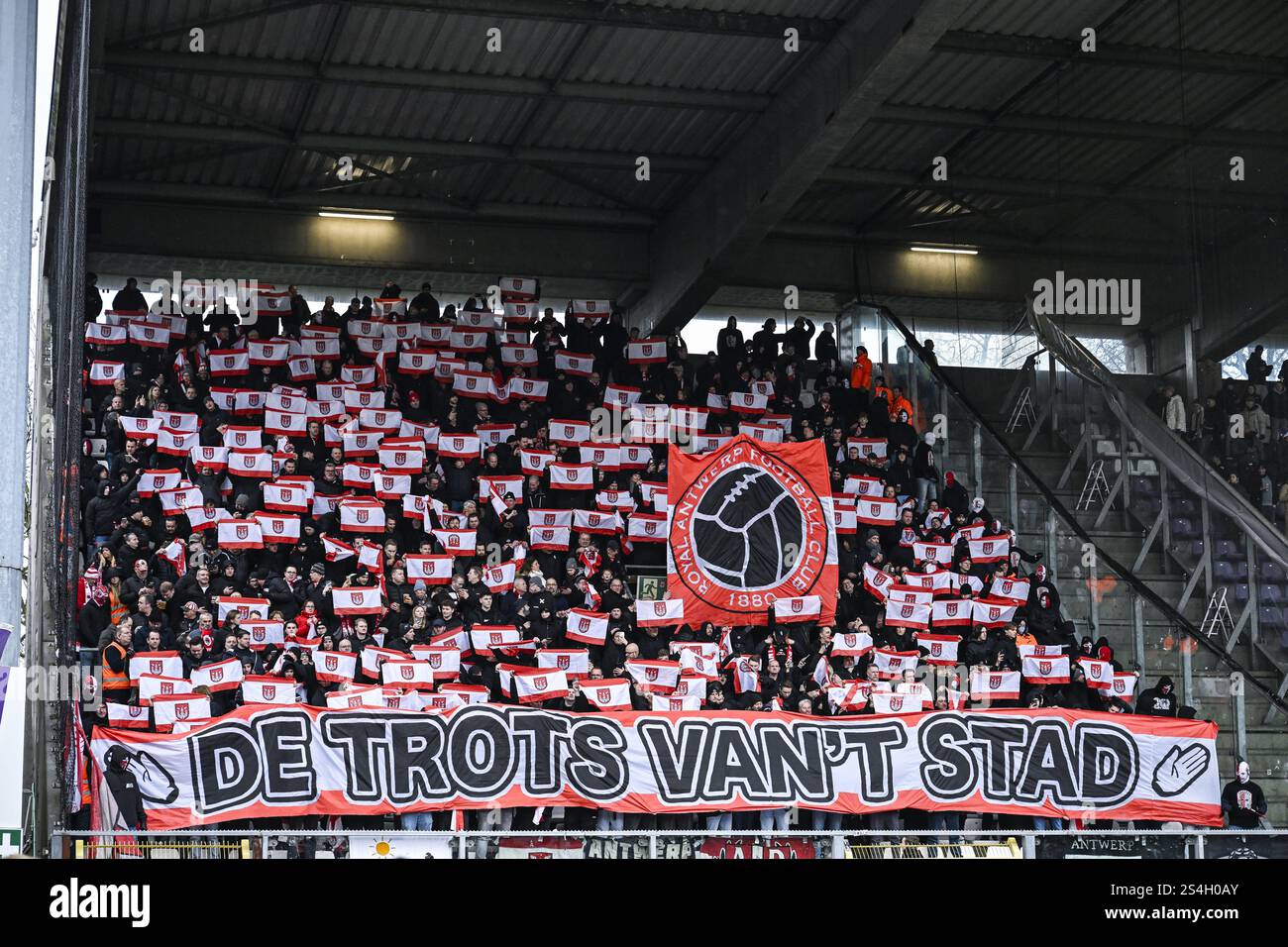 Antwerp, Belgium. 12th Jan, 2025. Antwerp's supporters pictured before ...