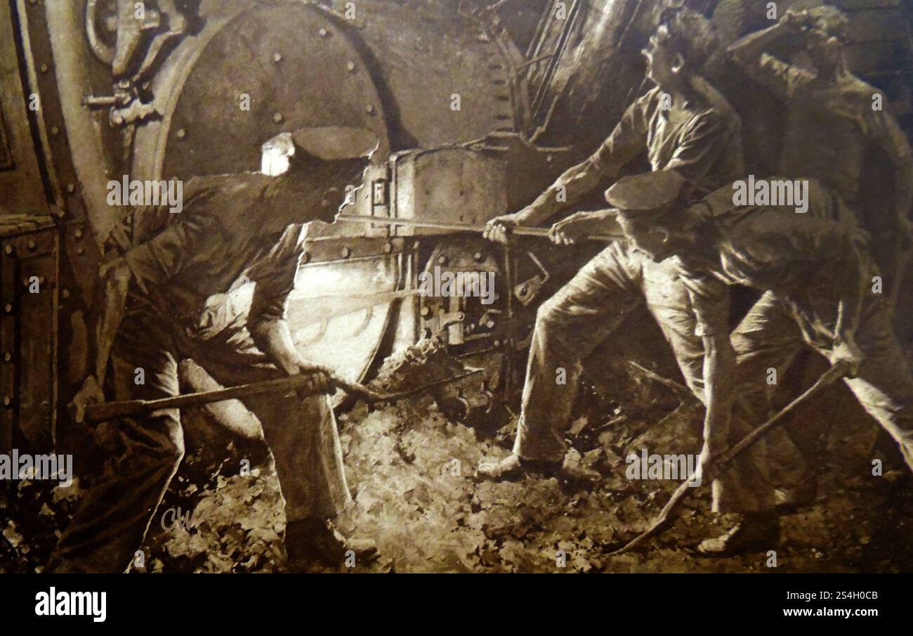 WWI - Stokers (Known as the Black Squad) in the bowels of a British ...