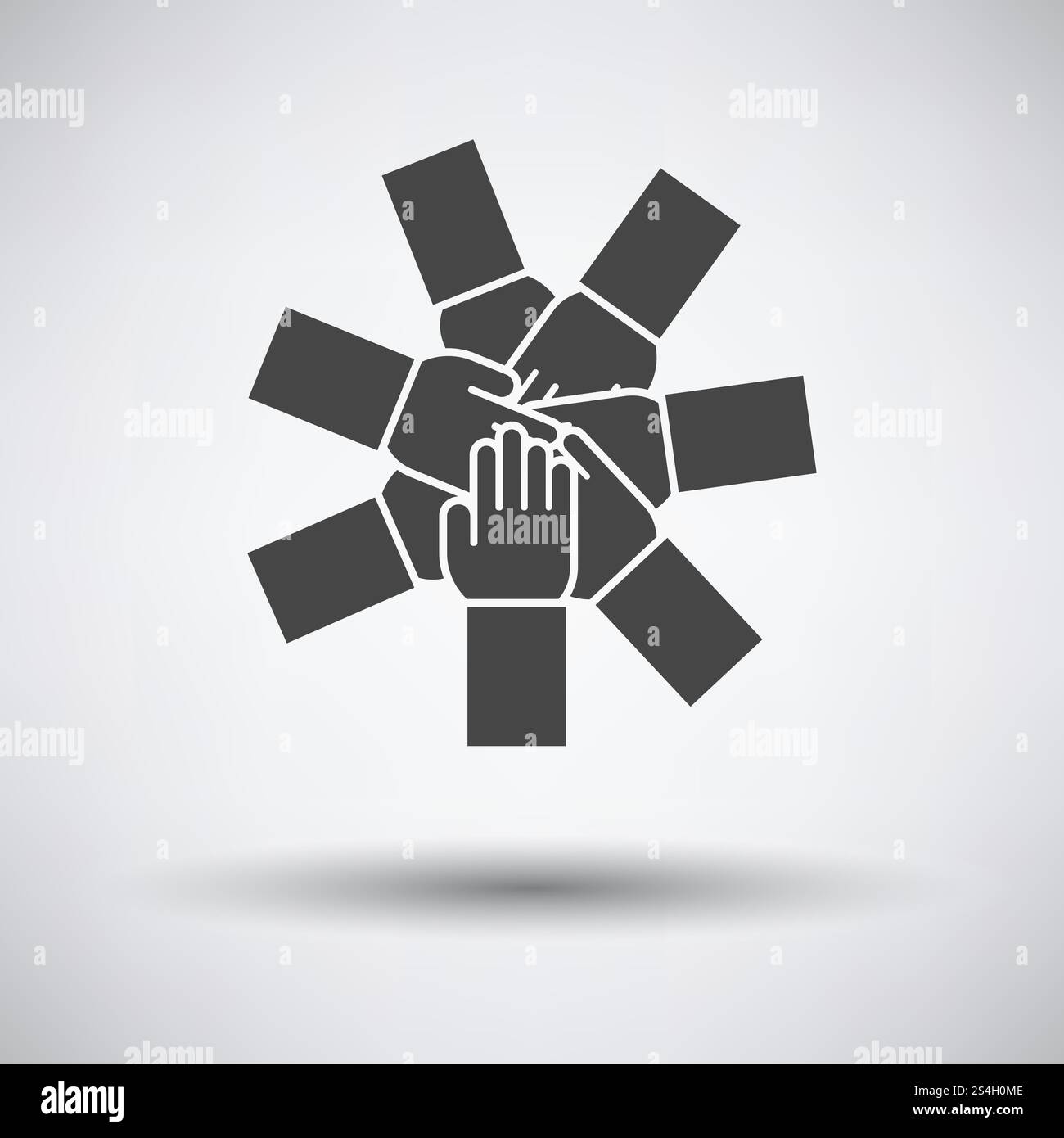 Unity And Teamwork Icon on gray background, round shadow. Vector ...