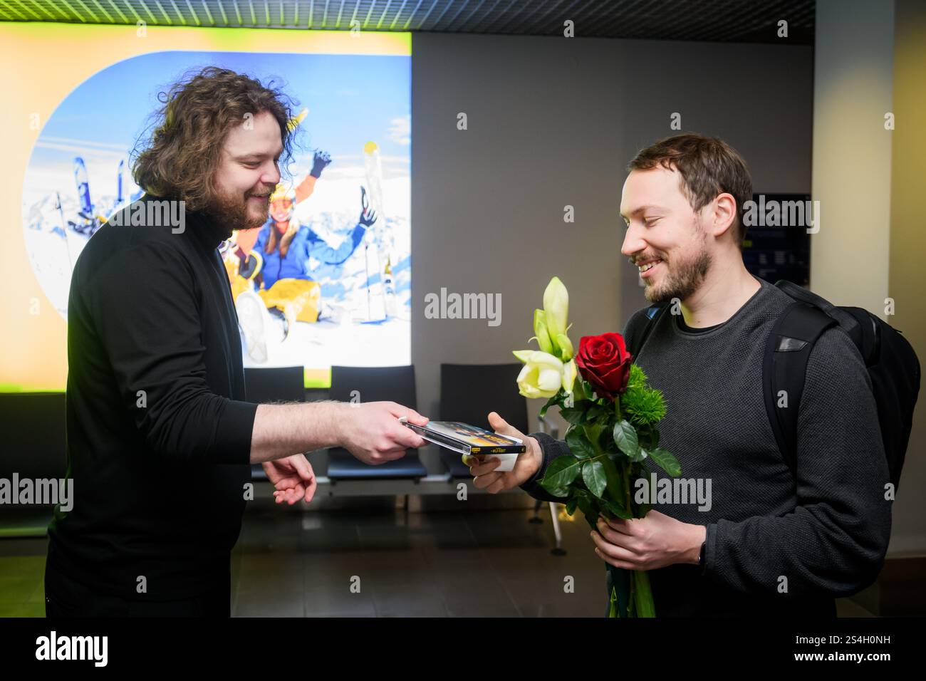 RIGA, LATVIA. 11th January 2025. Matiss Kaza (L), producer. of ...