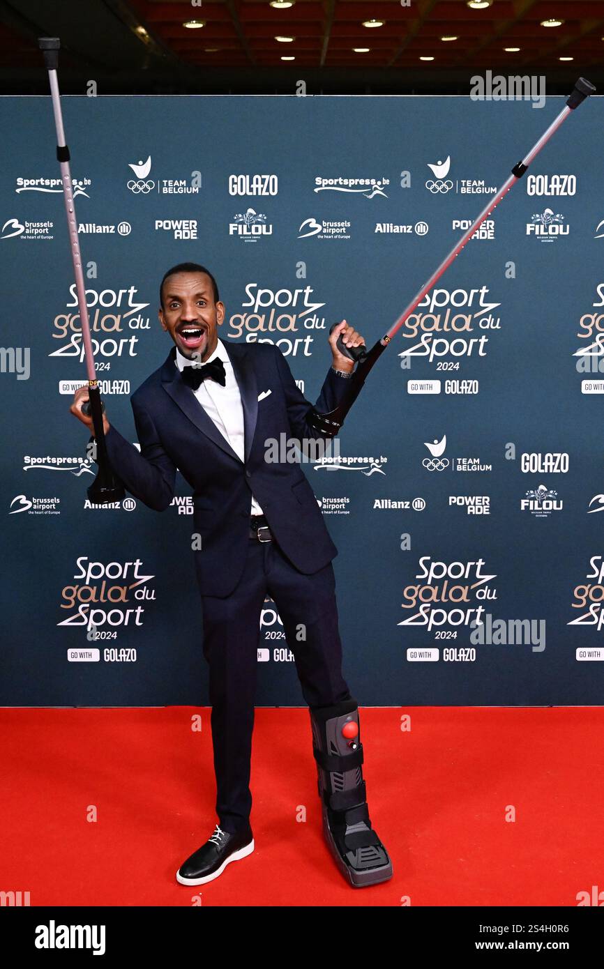 Zaventem, Belgium. 12th Jan, 2025. Bashir Abdi arrives for the 'Sportgala' award show, to ...