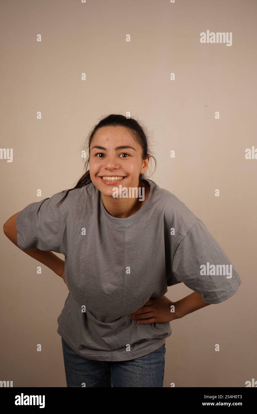 The facial expressions convey sincere joy. The emotions of laughter of ...