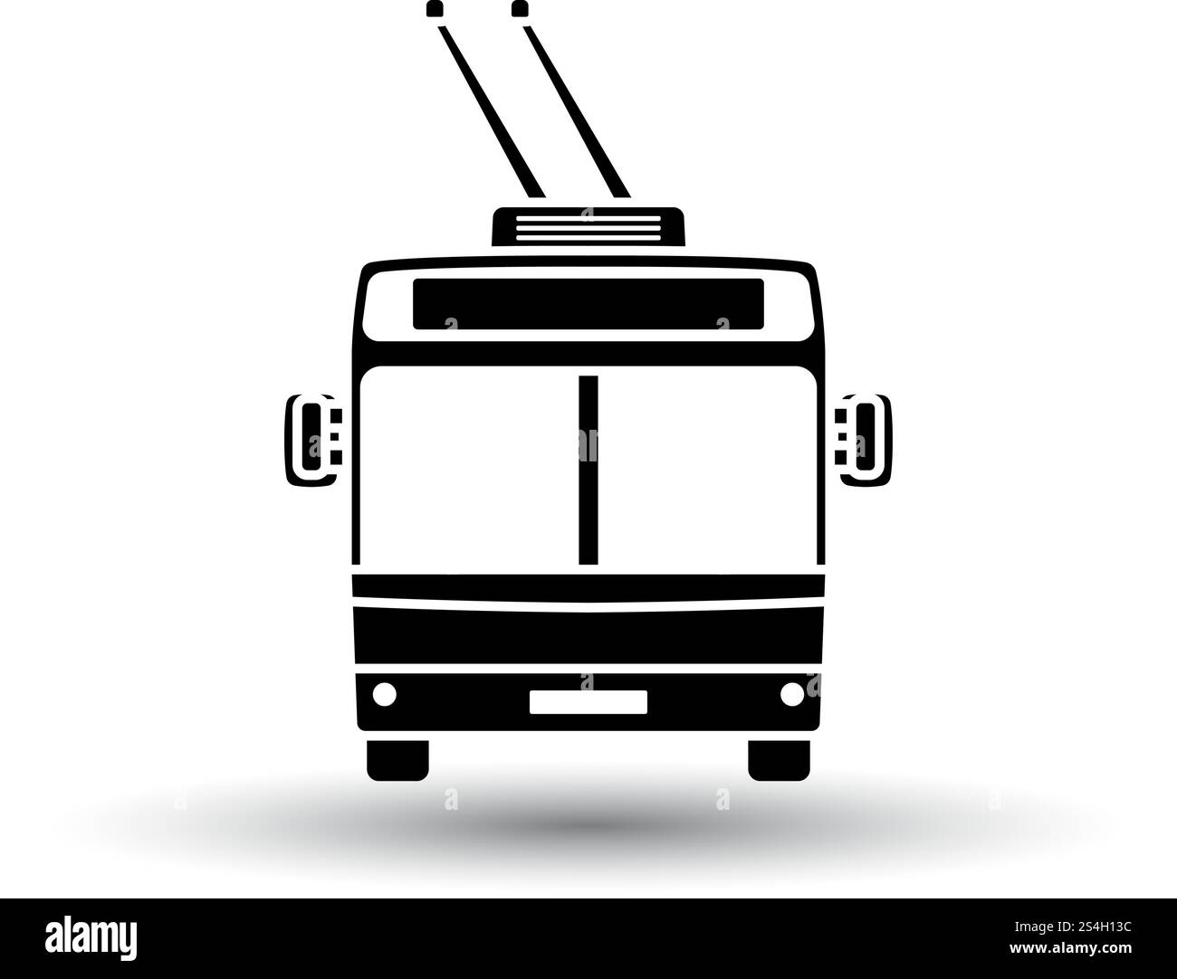 Trolleybus icon front view. Black on White Background With Shadow. Vector Illustration Stock ...