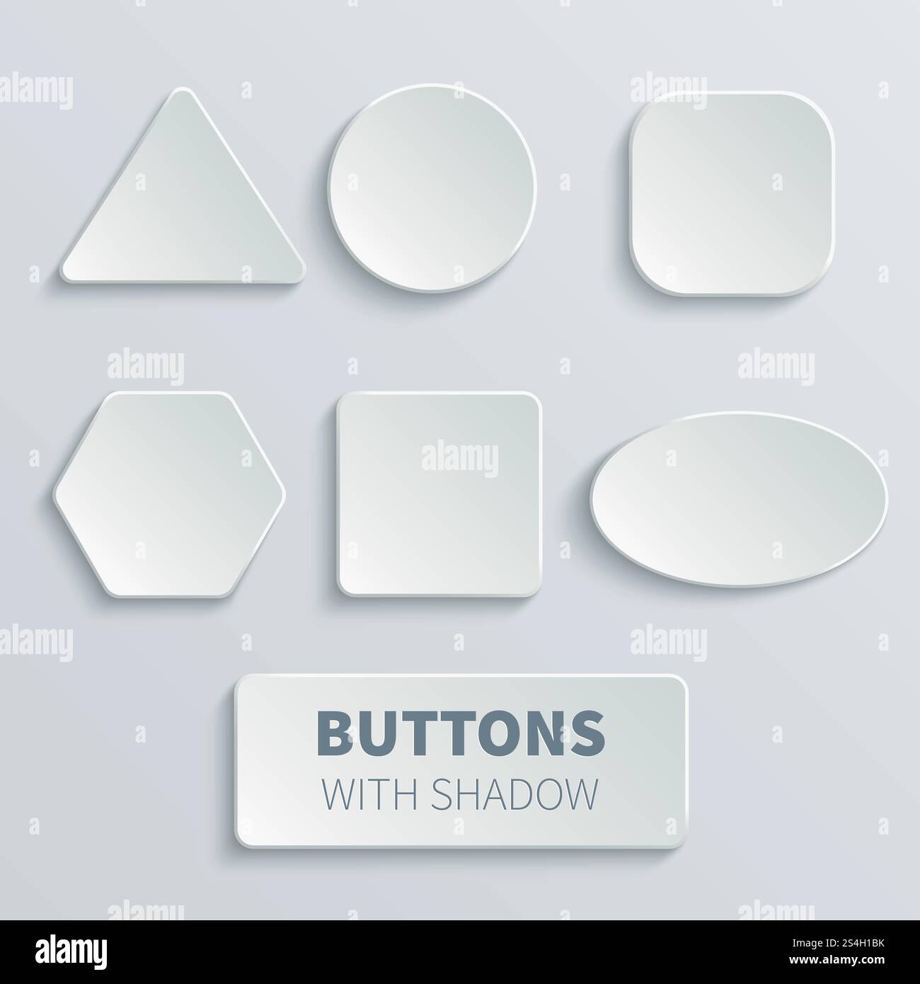 White 3d Blank Square And Rounded Button Vector Set Button Banner Round Badge Interface For