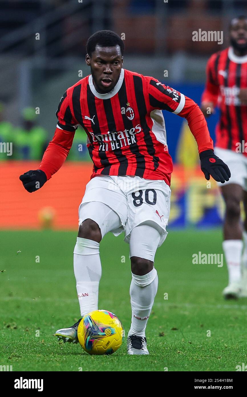 Milan, Italy. 11th Jan, 2025. Yunus Musah of AC Milan seen in action during Serie A 2024/25 ...