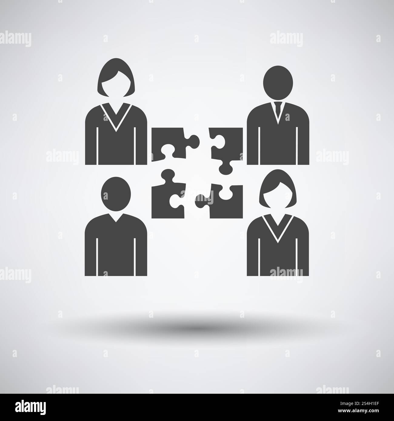 Corporate Team Icon on gray background, round shadow. Vector ...