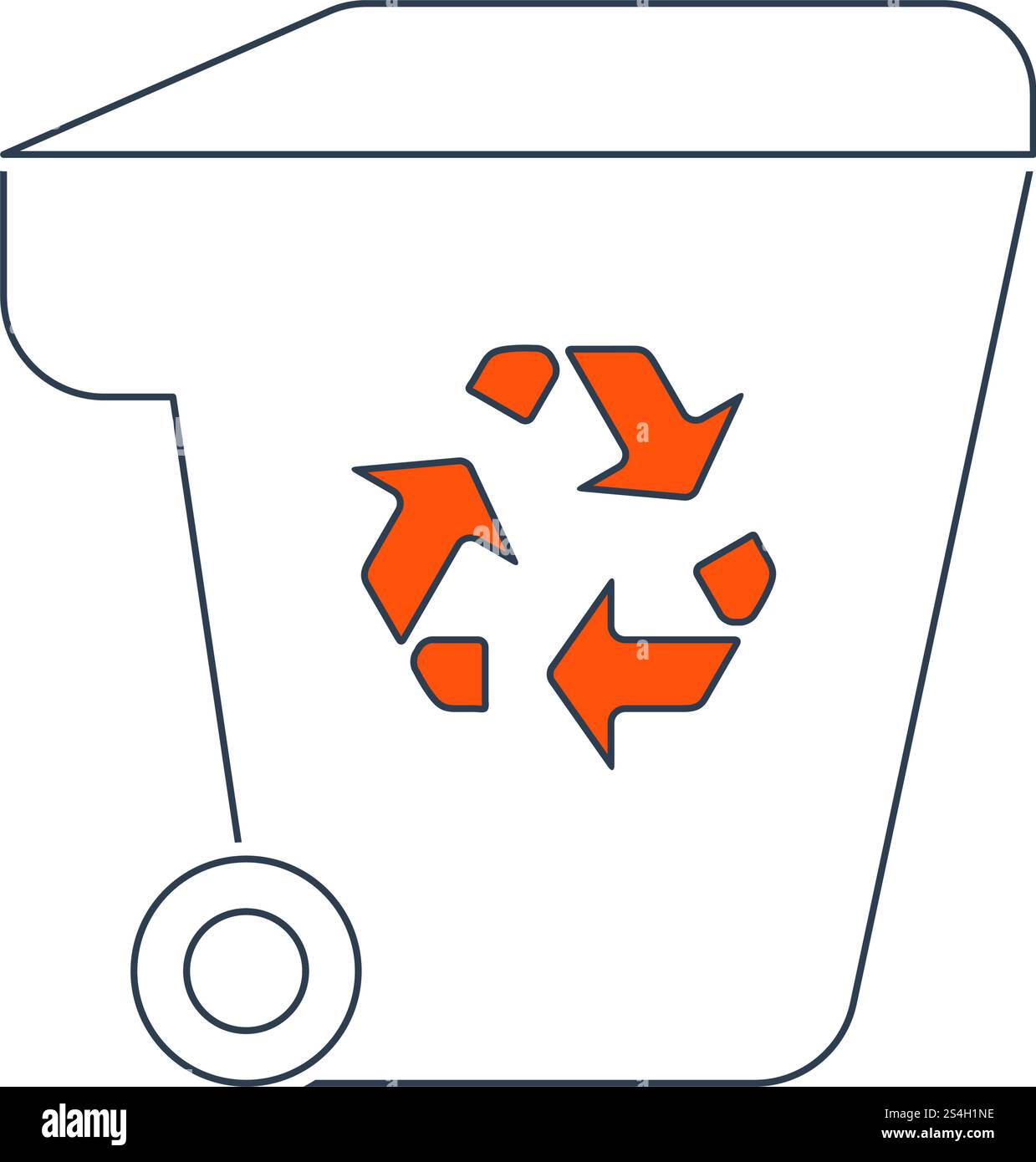 Garbage Container With Recycle Sign Icon. Thin Line With Red Fill ...