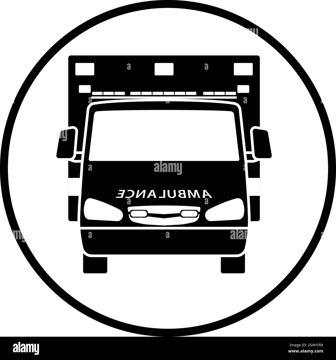 Ambulance icon front view. Thin Circle Stencil Design. Vector ...