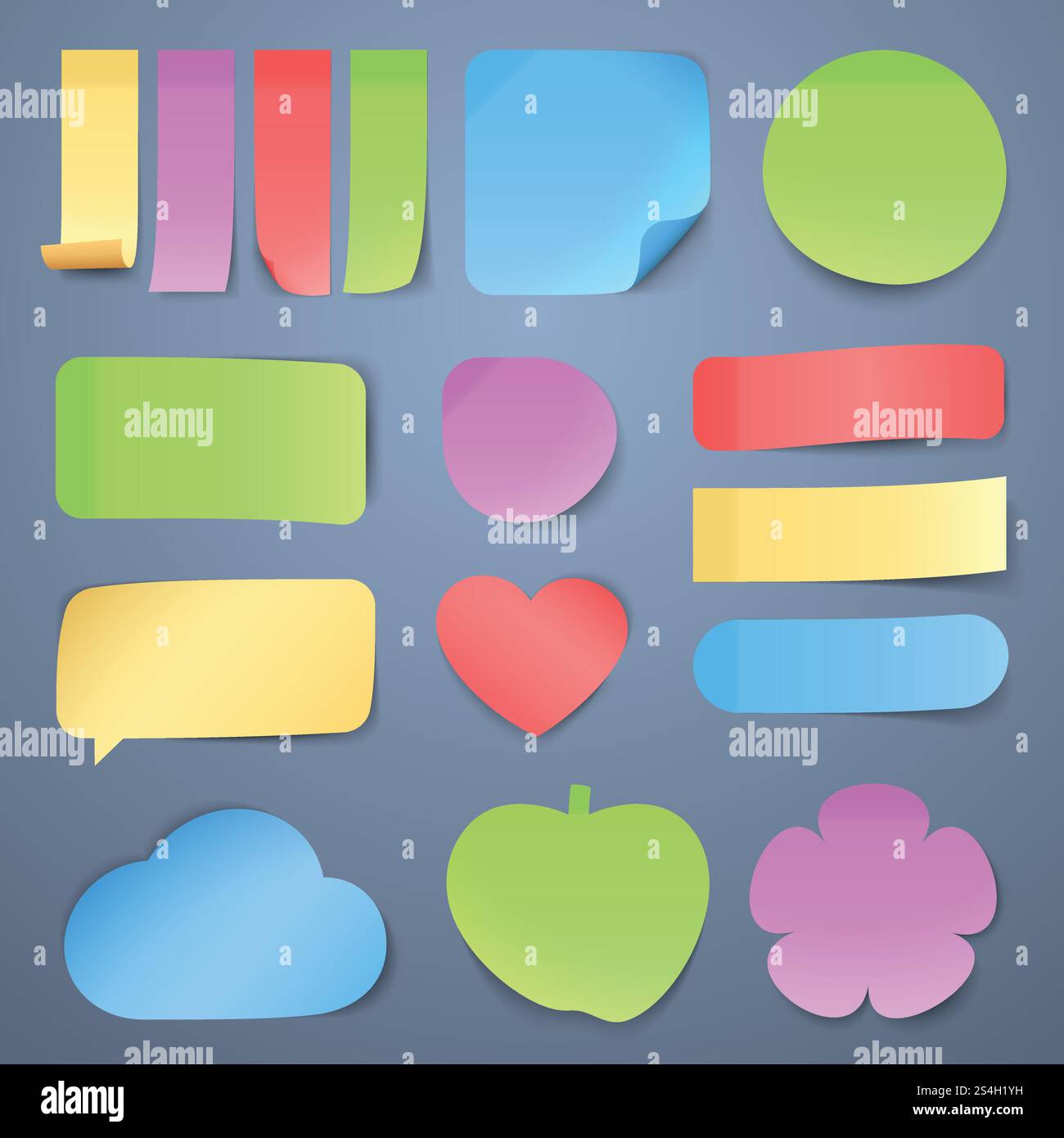 Sticky note papers, memo stickers vector collection. Illustration of ...
