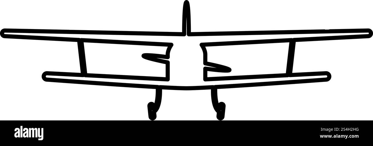 Airplane view with front Light aircraft civil Flying machine icon ...