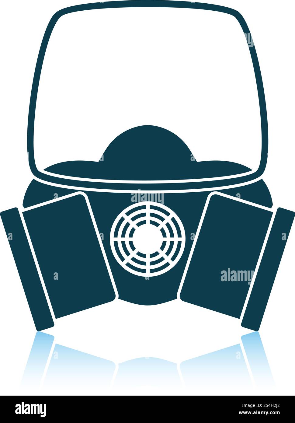 Icon of chemistry gas mask. Shadow reflection design. Vector ...