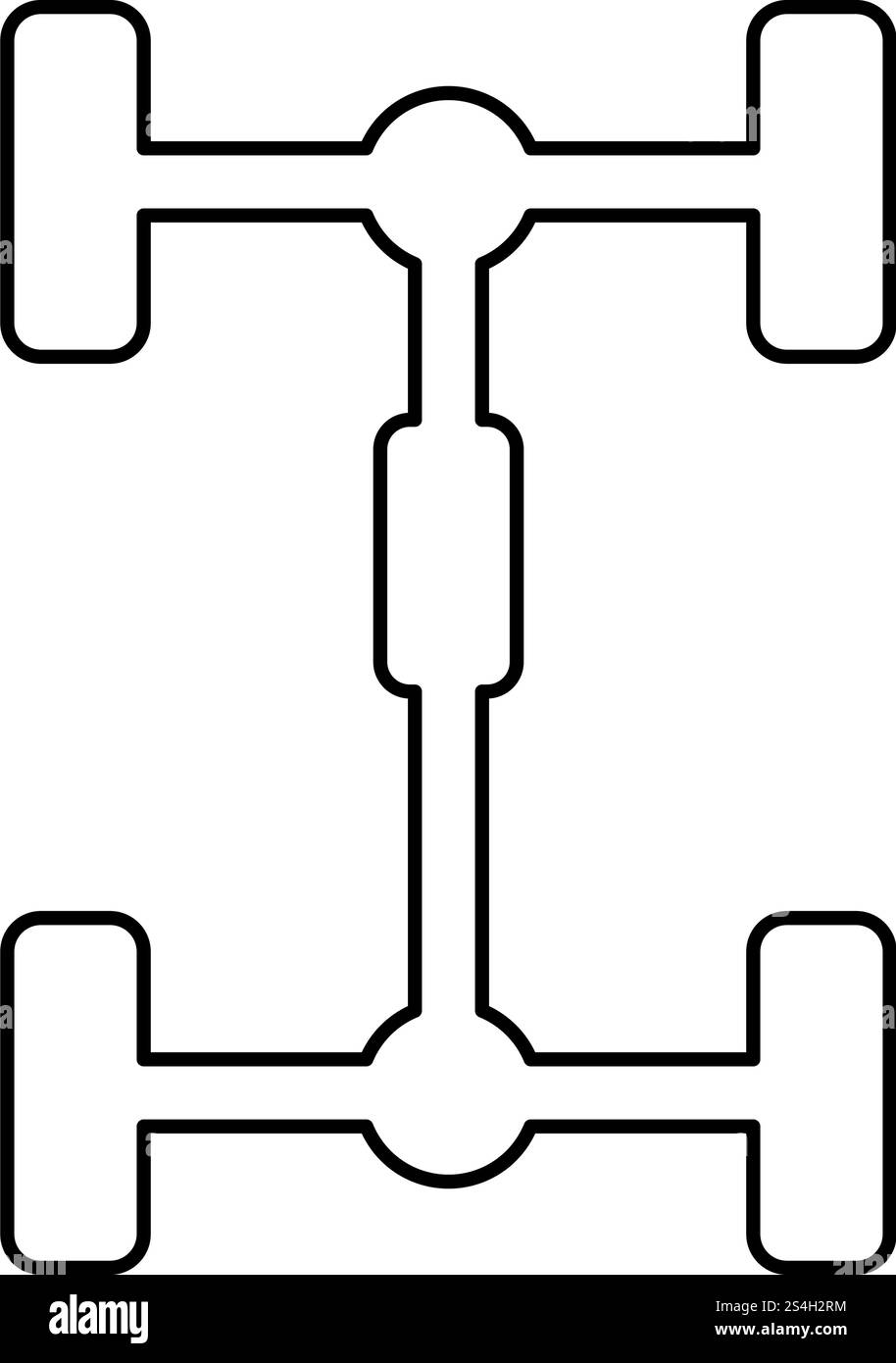 Undercarriage Chassis Carriage for car Vehicle frame icon outline black color vector ...