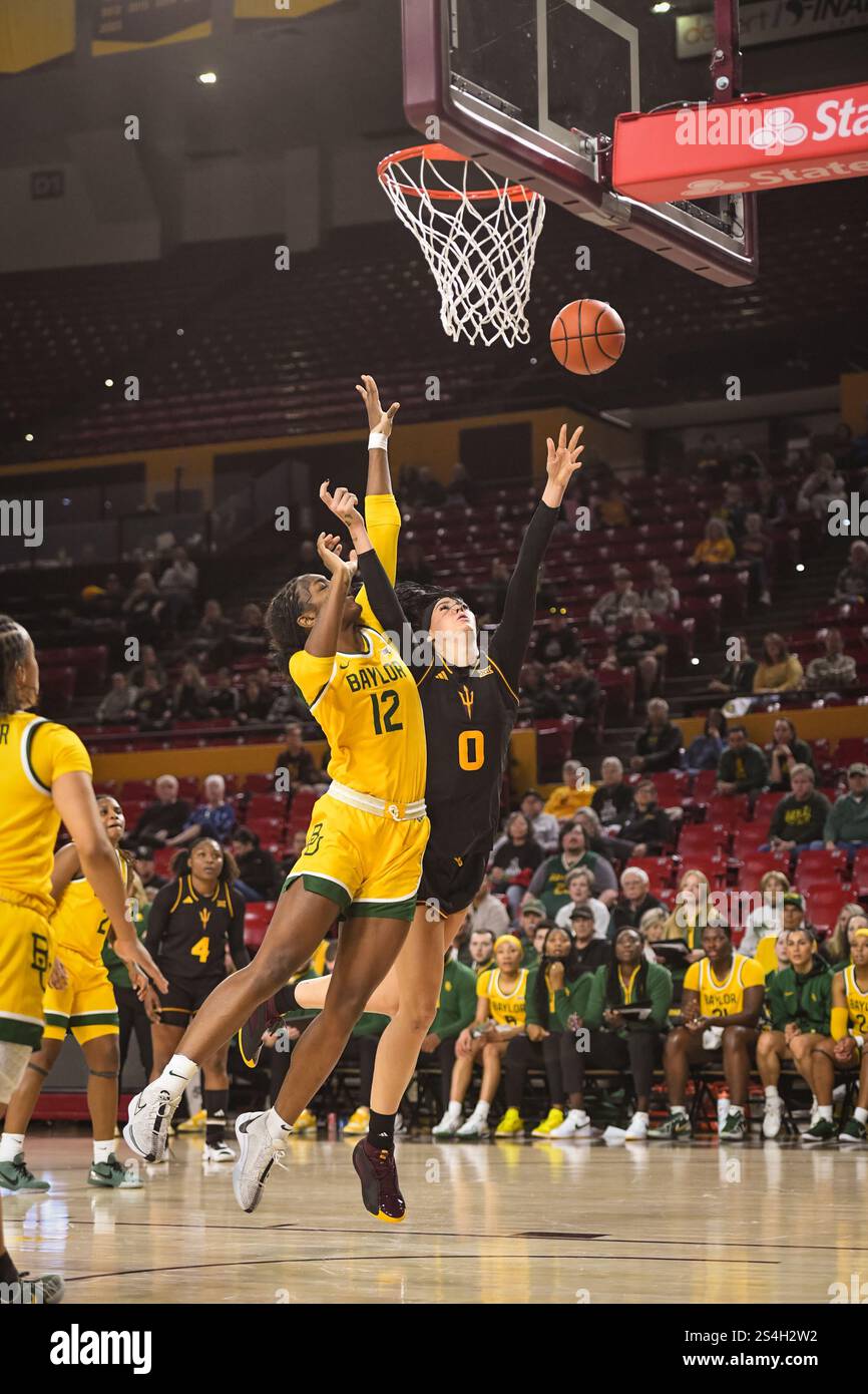 Arizona State Sun Devils forward Kennedy Basham (0) attempts a shot in ...