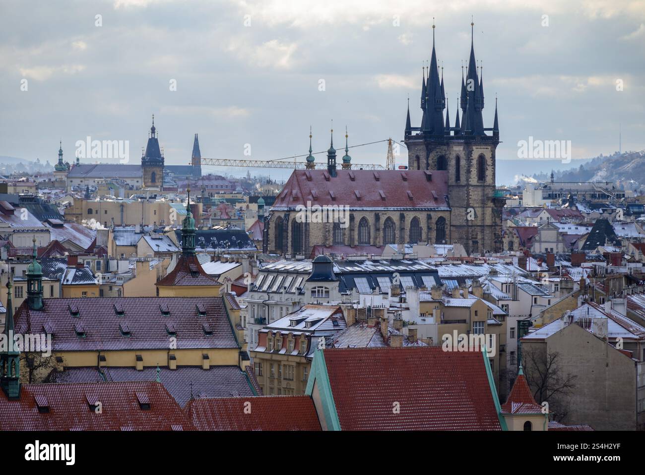 Aerial cityscape view of Prague capital city of Czech Republic in ...