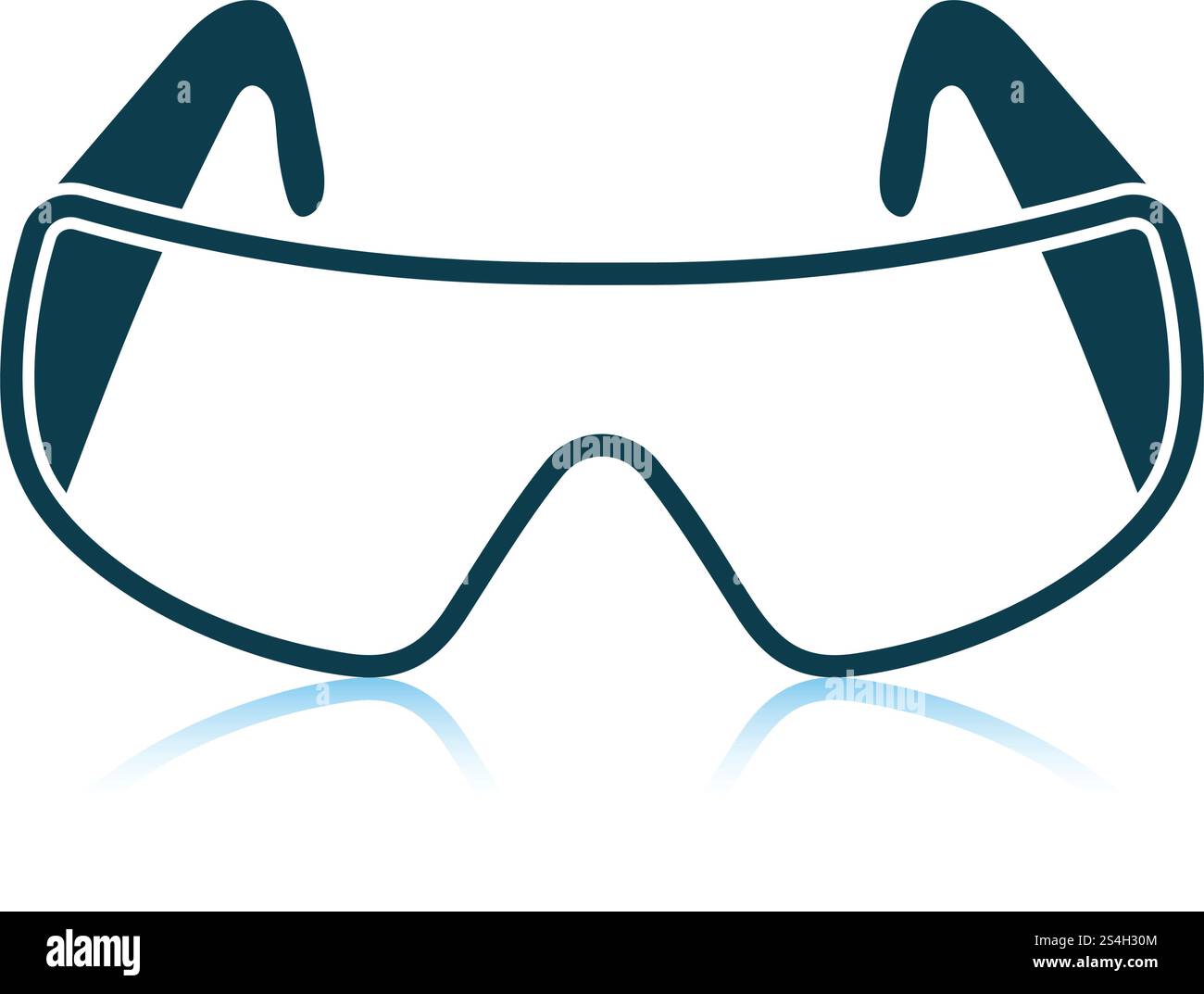 Icon of chemistry protective eyewear. Shadow reflection design. Vector ...