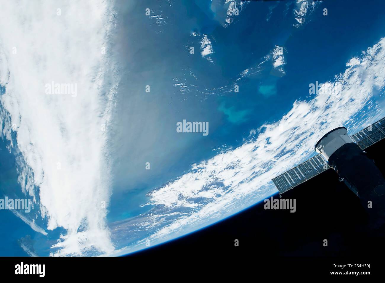 A space satellite above the Earth's surface. Elements of this image ...