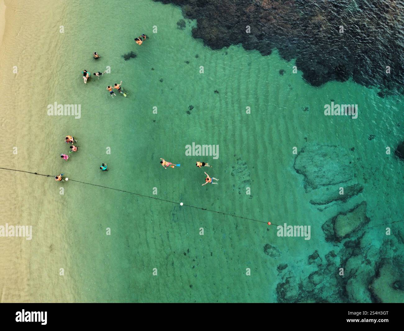 Aerial view of La India beach part of the bay of Cacaluta, part of the ...
